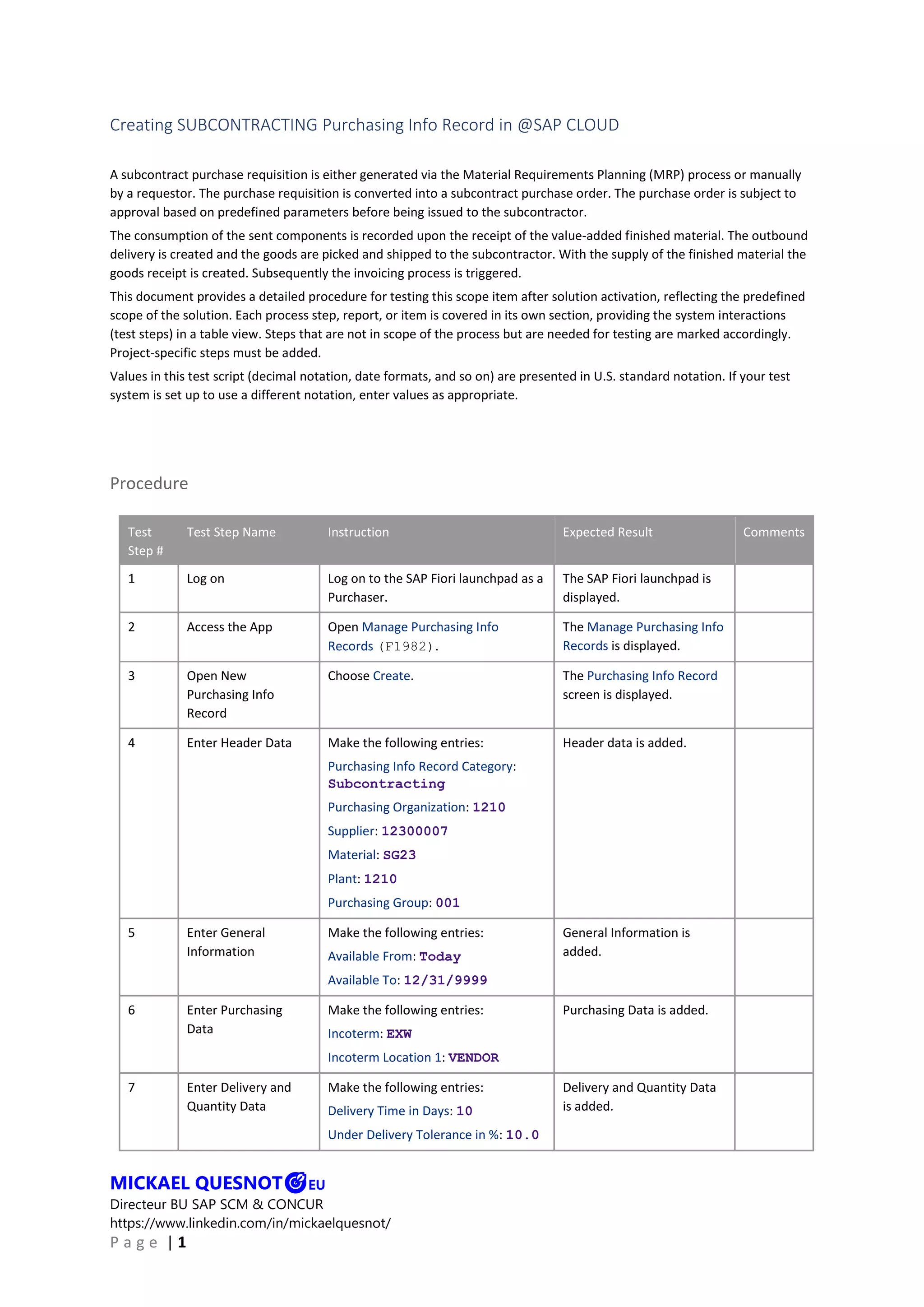 GU_SAP S4 HANA CLOUD_Creating Subcontracting Purchasing Info Record (BMY).docx