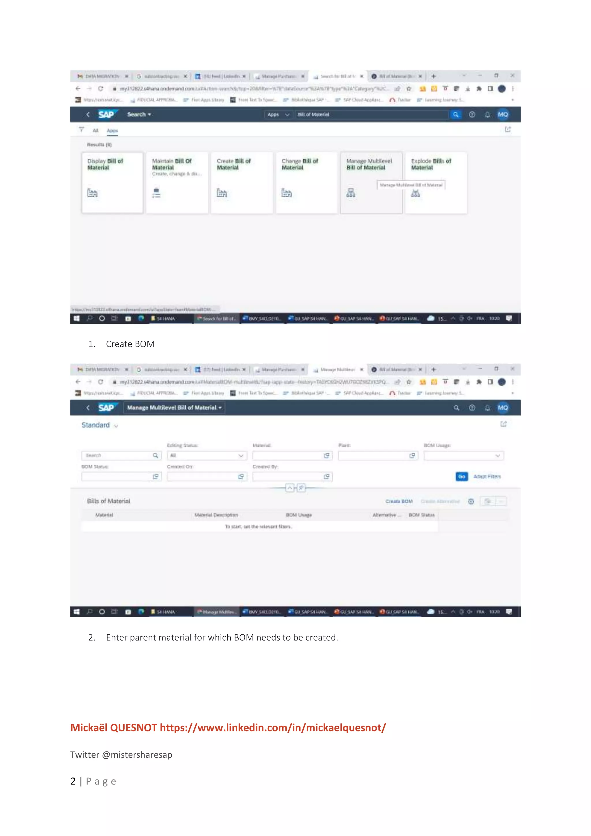 GU_SAP S4 HANA CLOUD_How to create BOM for Subcontracting.docx
