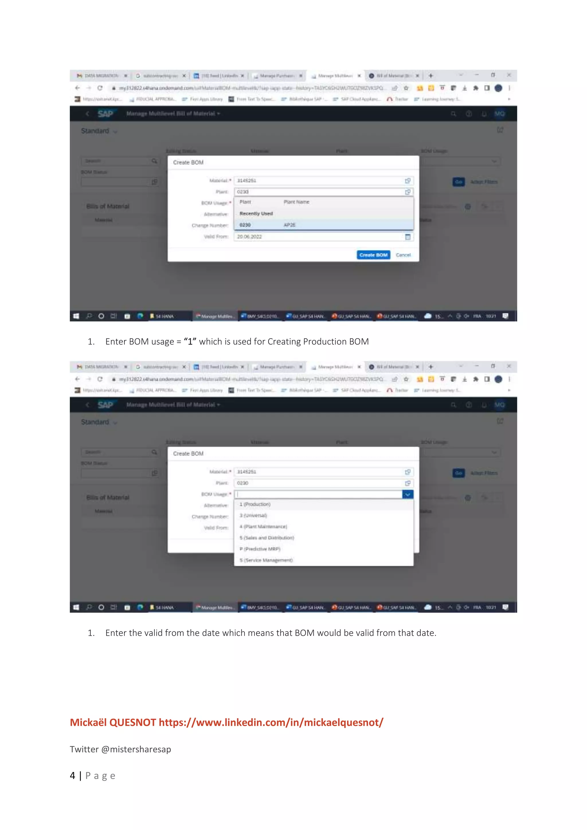 GU_SAP S4 HANA CLOUD_How to create BOM for Subcontracting.docx