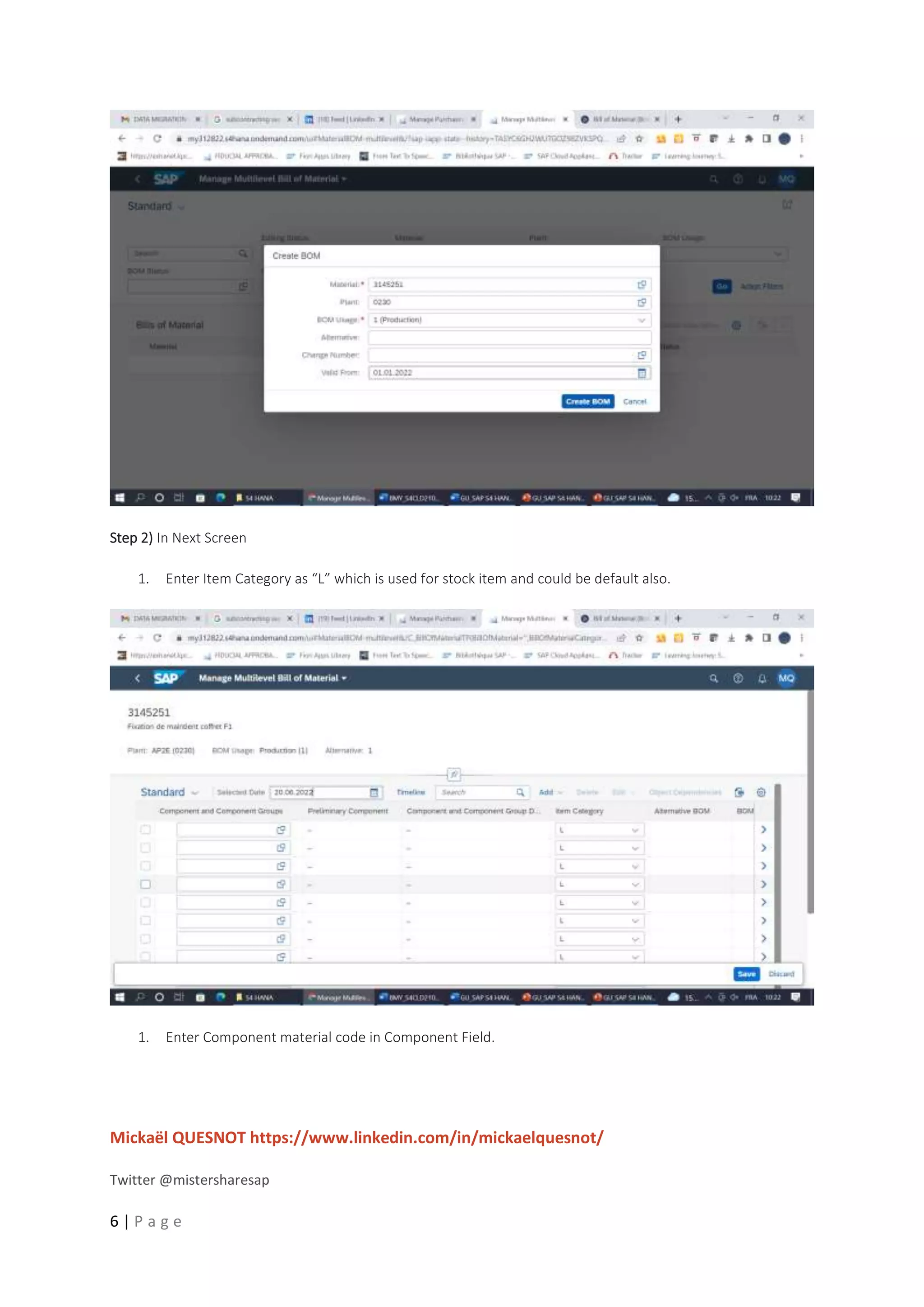 GU_SAP S4 HANA CLOUD_How to create BOM for Subcontracting.docx
