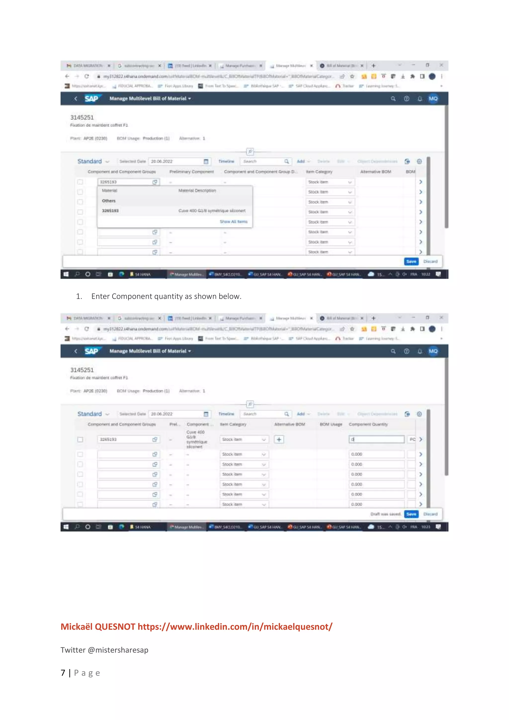 GU_SAP S4 HANA CLOUD_How to create BOM for Subcontracting.docx