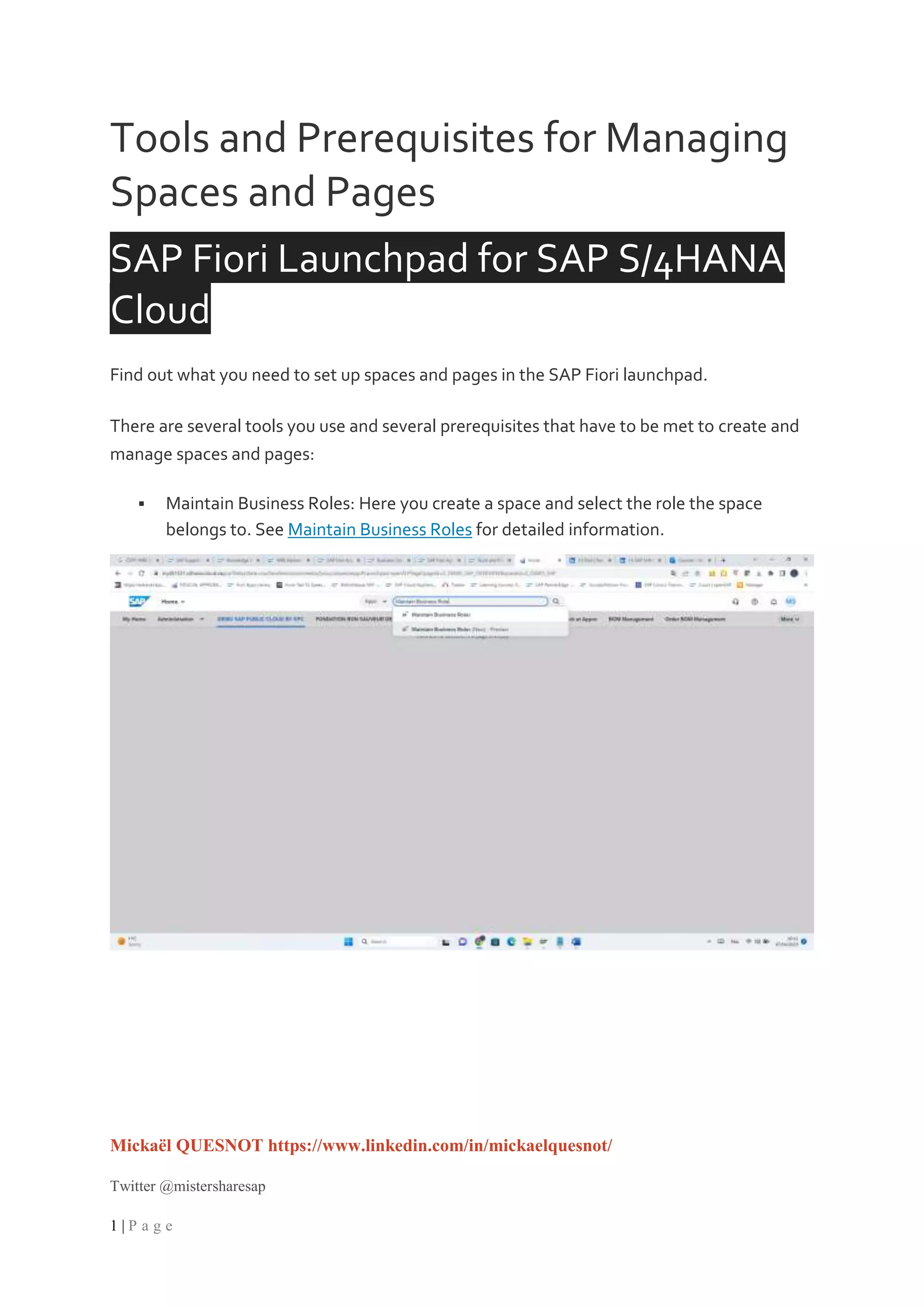 GU_SAP S4 HANA CLOUD_Tools and Prerequisites for Managing Spaces and ...