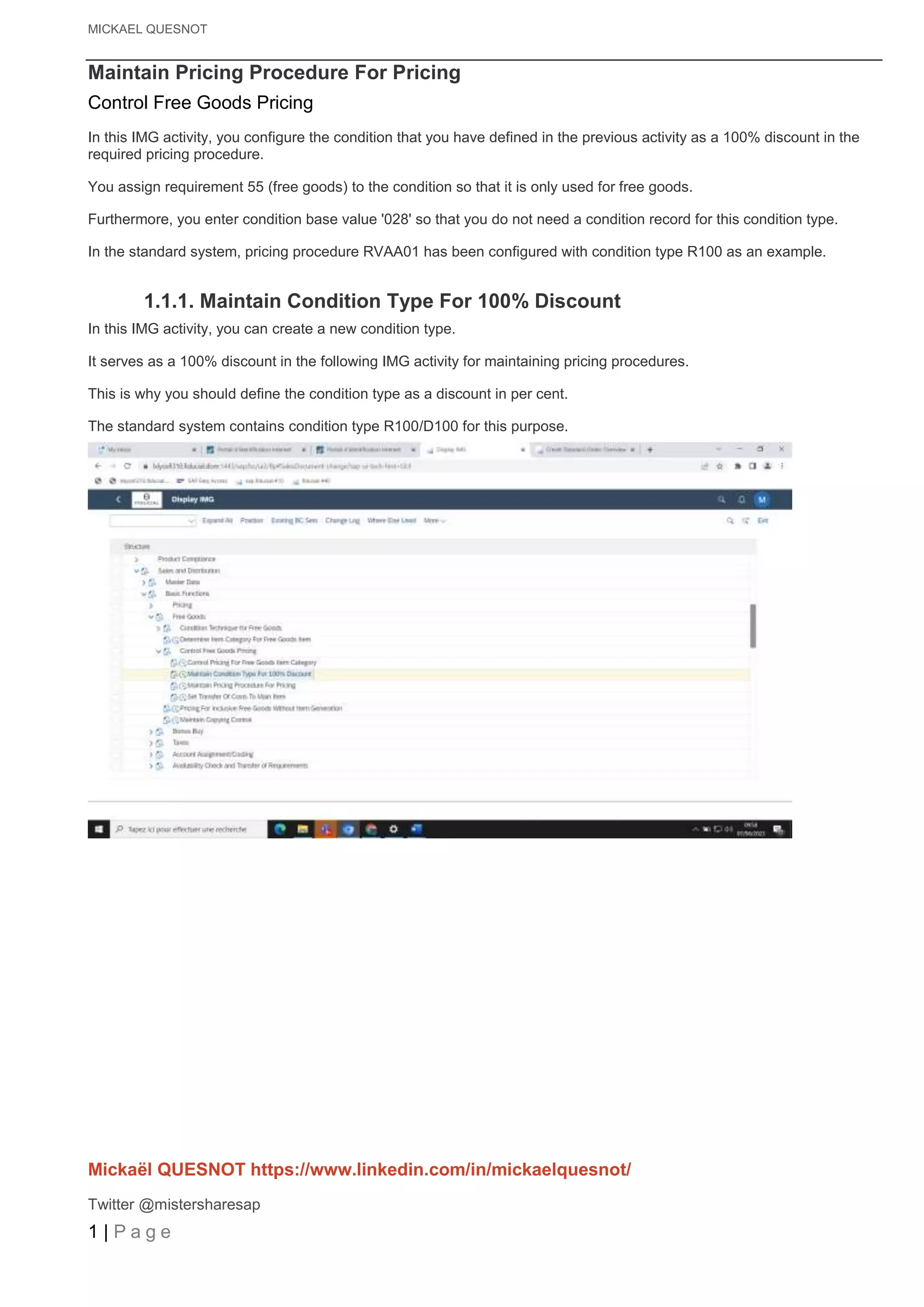 GU_SAP S4 HANA_Maintain Pricing Procedure For Pricing.docx