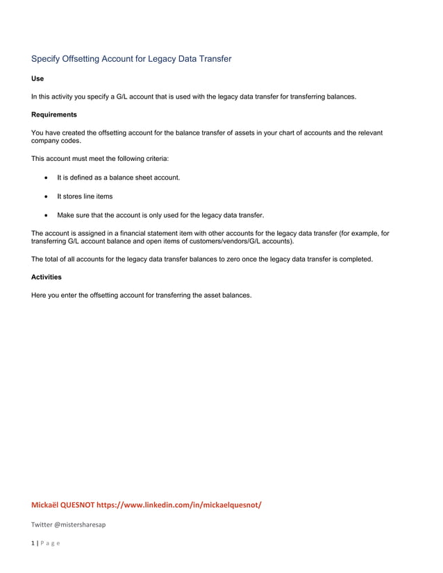 GU_SAP S4 HANA_Specify Offsetting Account for Legacy Data Transfer.docx