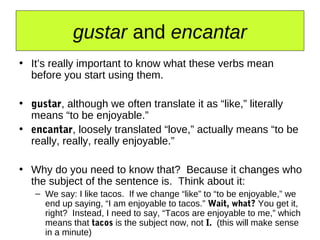 Gustar and Regular Present Tense Verbs Lesson | PPT