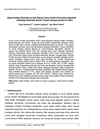 Daya Inhibisi Ekstrak air dan Etanol Temu Putih (Curcuma zedoaria ...