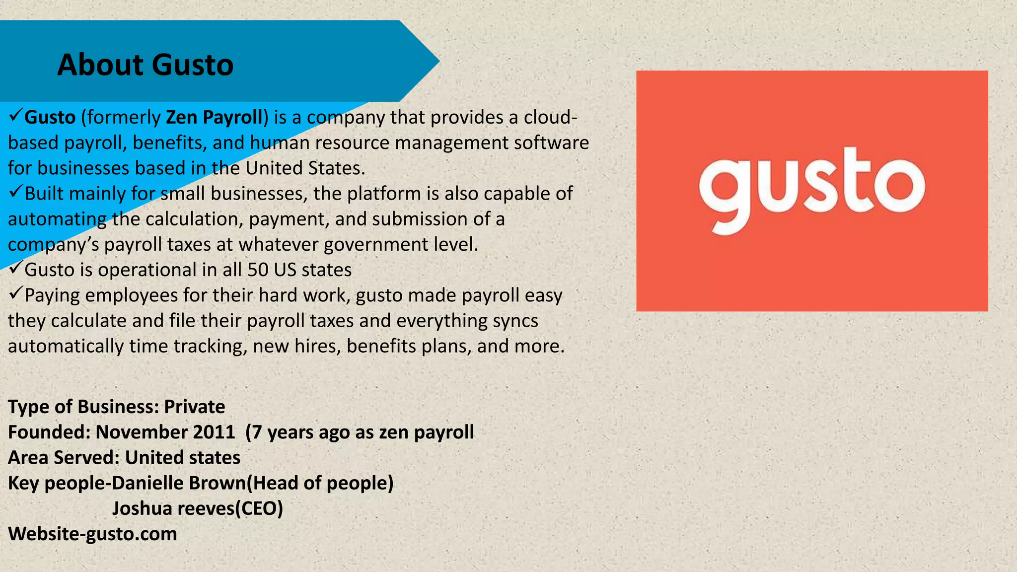 Presentation on gusto payroll | PPTX