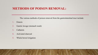 Gut decontamination or methods of poison removal in clinical toxicology ...