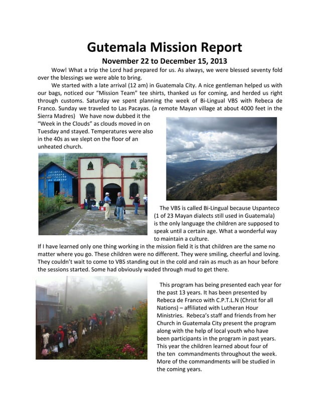 Gutemala mission report | PDF