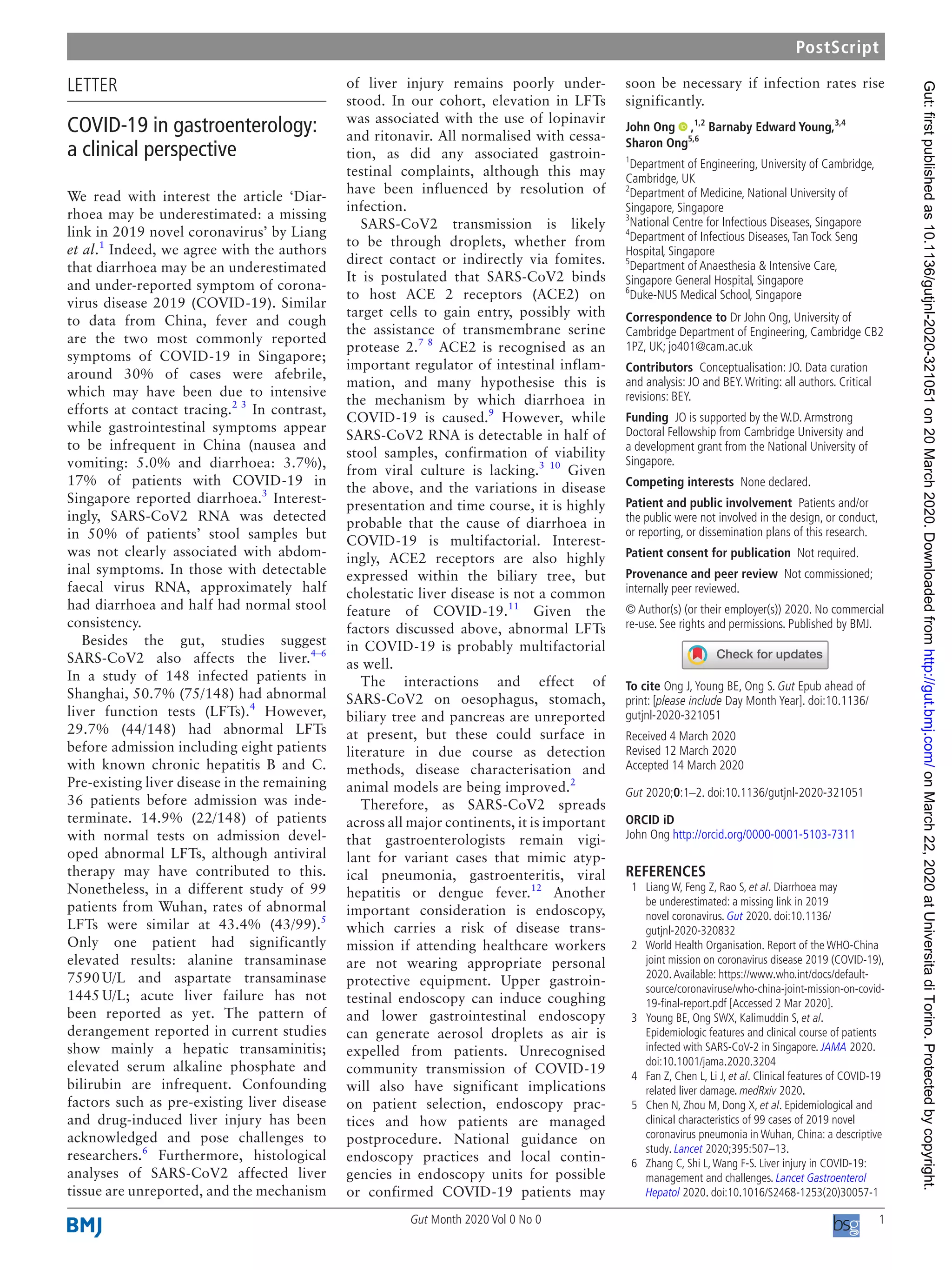 COVID-19: in gastroenterology a clinical perspective | PDF