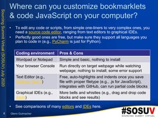 Gutmacher javascript-bookmarklets-sosuv-july2020 | PPT
