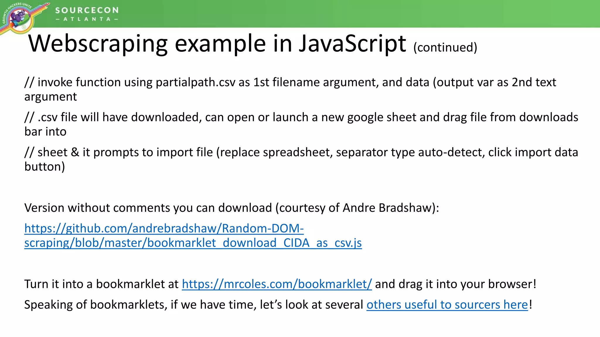 Gutmacher practical-coding-examples-for-sourcers-sc18 atl | PPTX