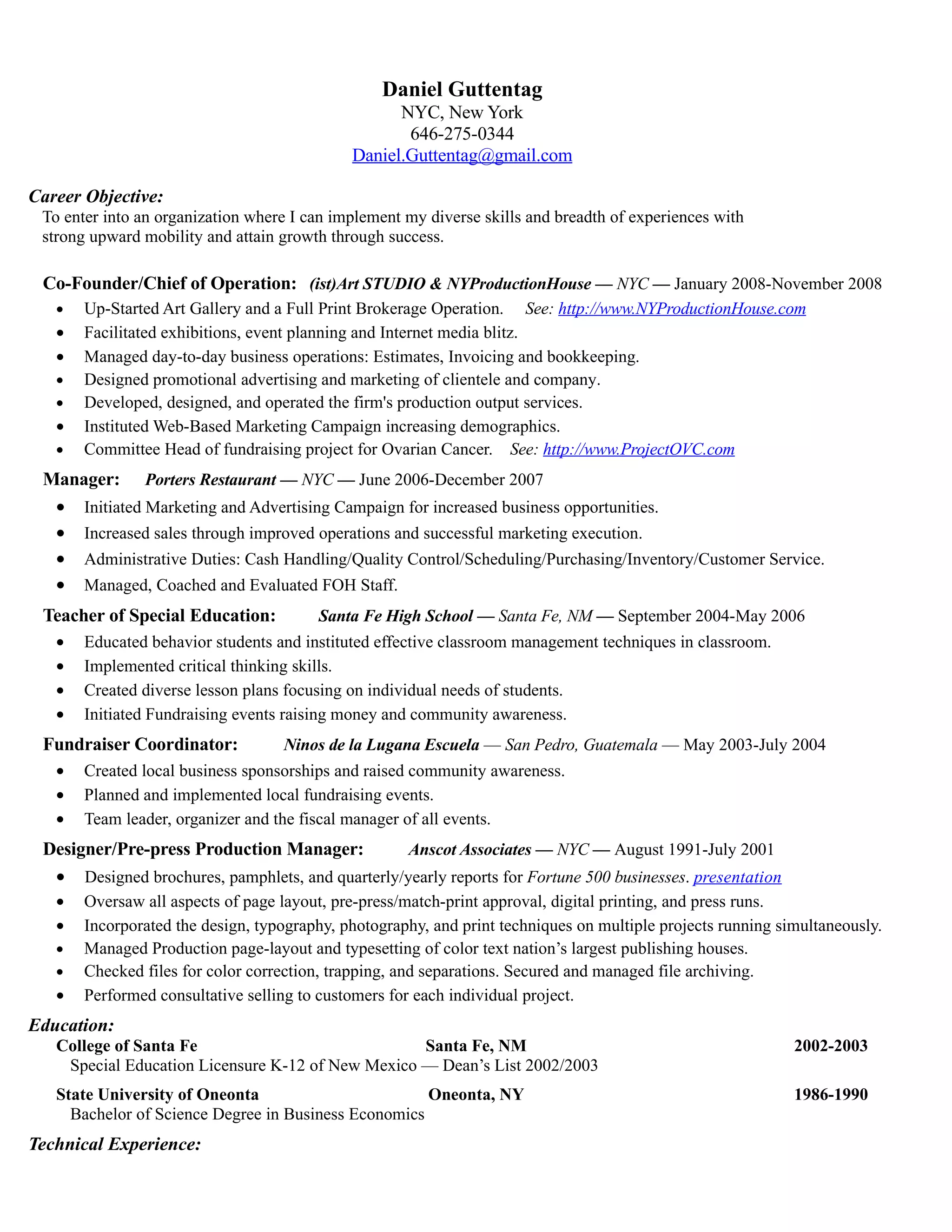 Guttentag Daniel Resume 09 | PDF