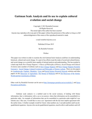 Guttman scale analysis and its use to explain cultural evolution and ...