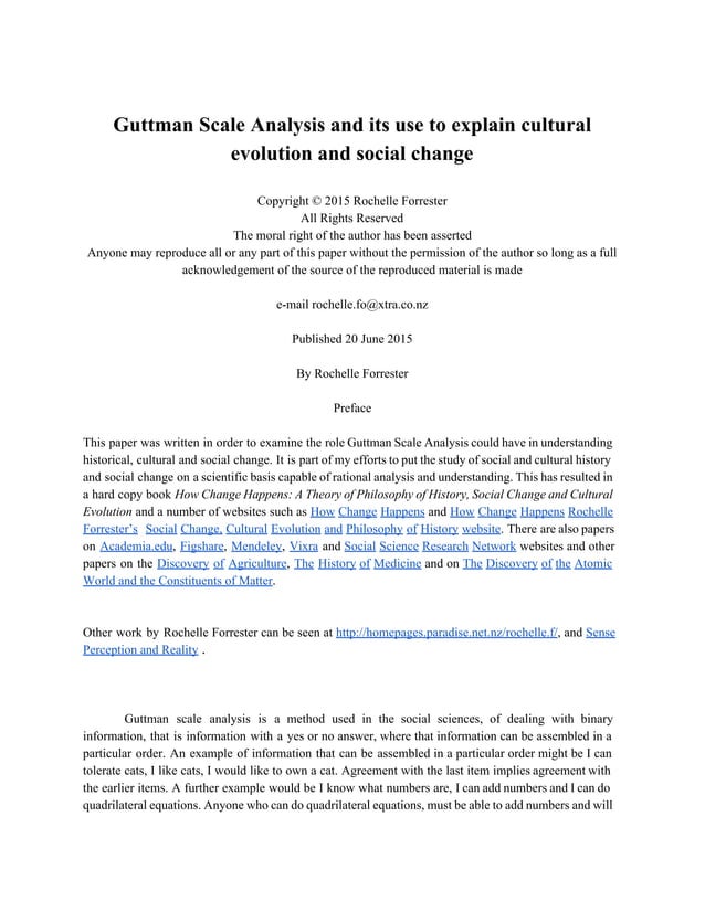 Guttman scale analysis and its use to explain cultural evolution and ...