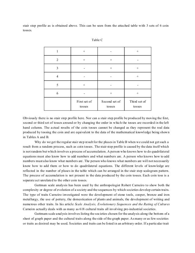 Guttman scale analysis and its use to explain cultural evolution and
