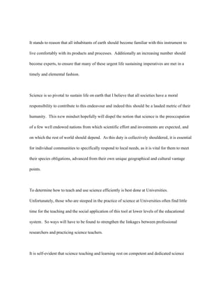 Guyana -Understanding Science to Improve Teaching & Learning | PDF