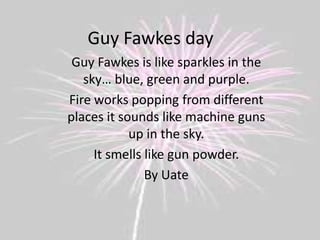 Guy fawkes day class poems | PPTX