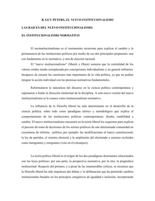Guy peters el nuevo intitucionalismo | DOCX