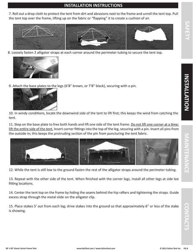 30 x 50 Frame Tent Installation Instructions | PDF
