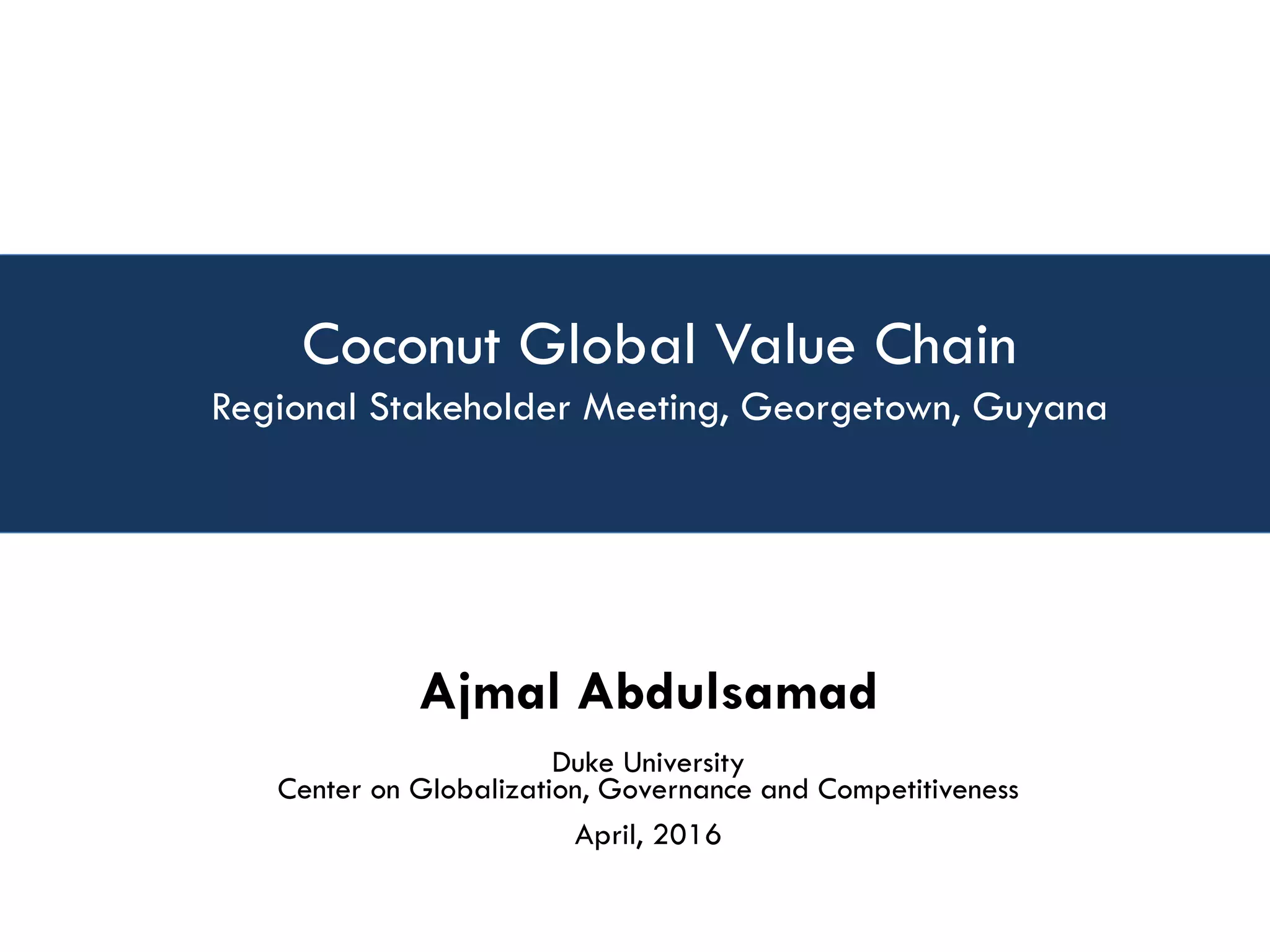 The Coconut Global Value Chain | PDF
