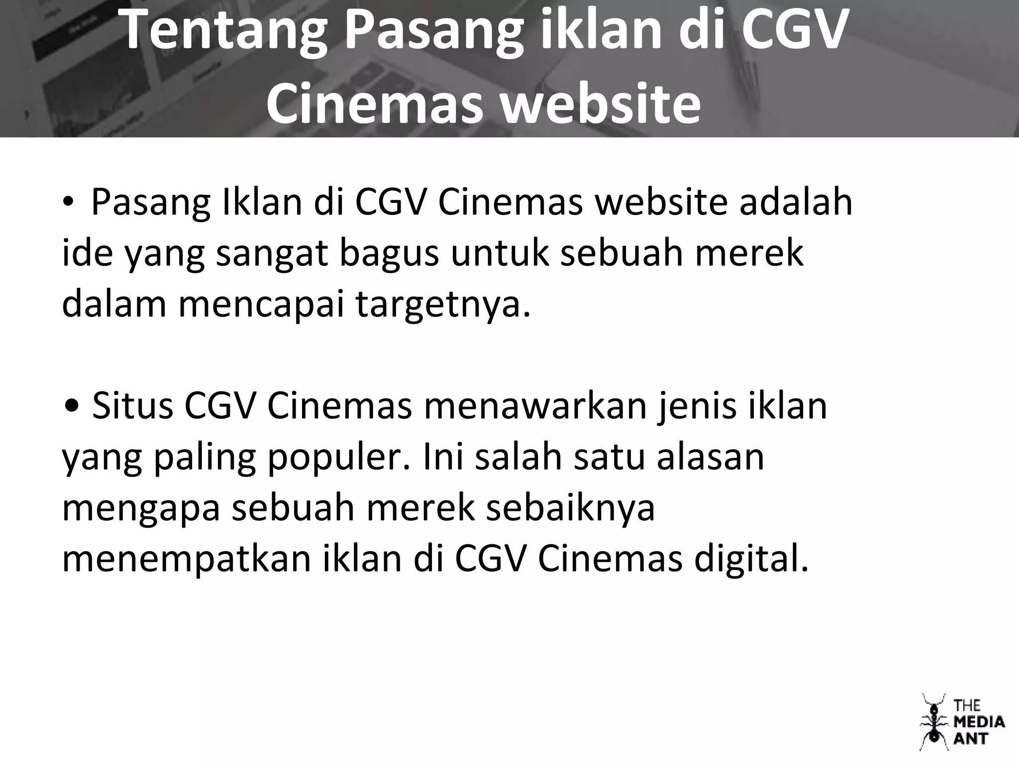 Pasang Iklan di CGV Cinemas Digital | PPTX