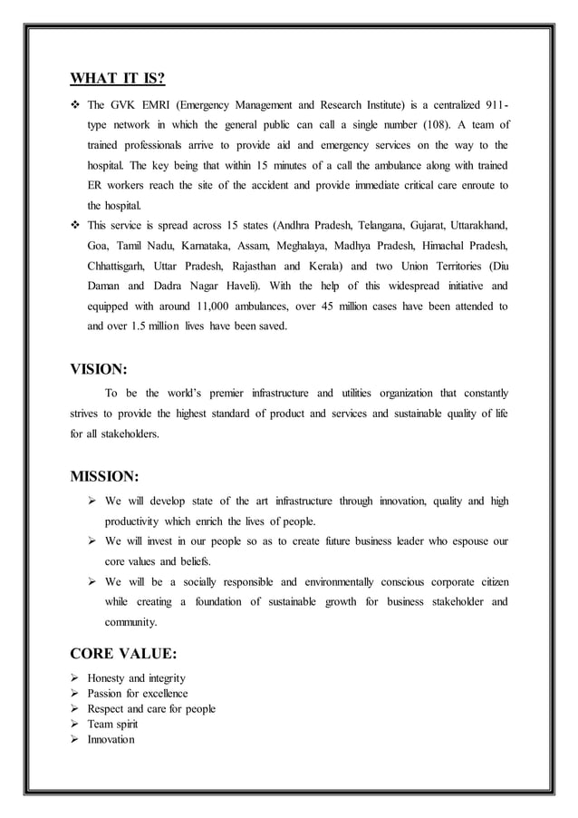 GVK EMRI 108 Report- Visit Report word File | DOCX