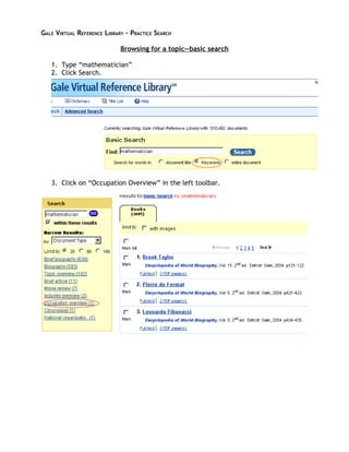 Gale Virtual Reference Library Practice Search | PDF