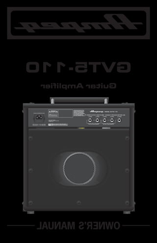 Ampeg GVT5-110 5W CLASS A 1x10 Elektro Gitar Amfisi manula kullanim ...