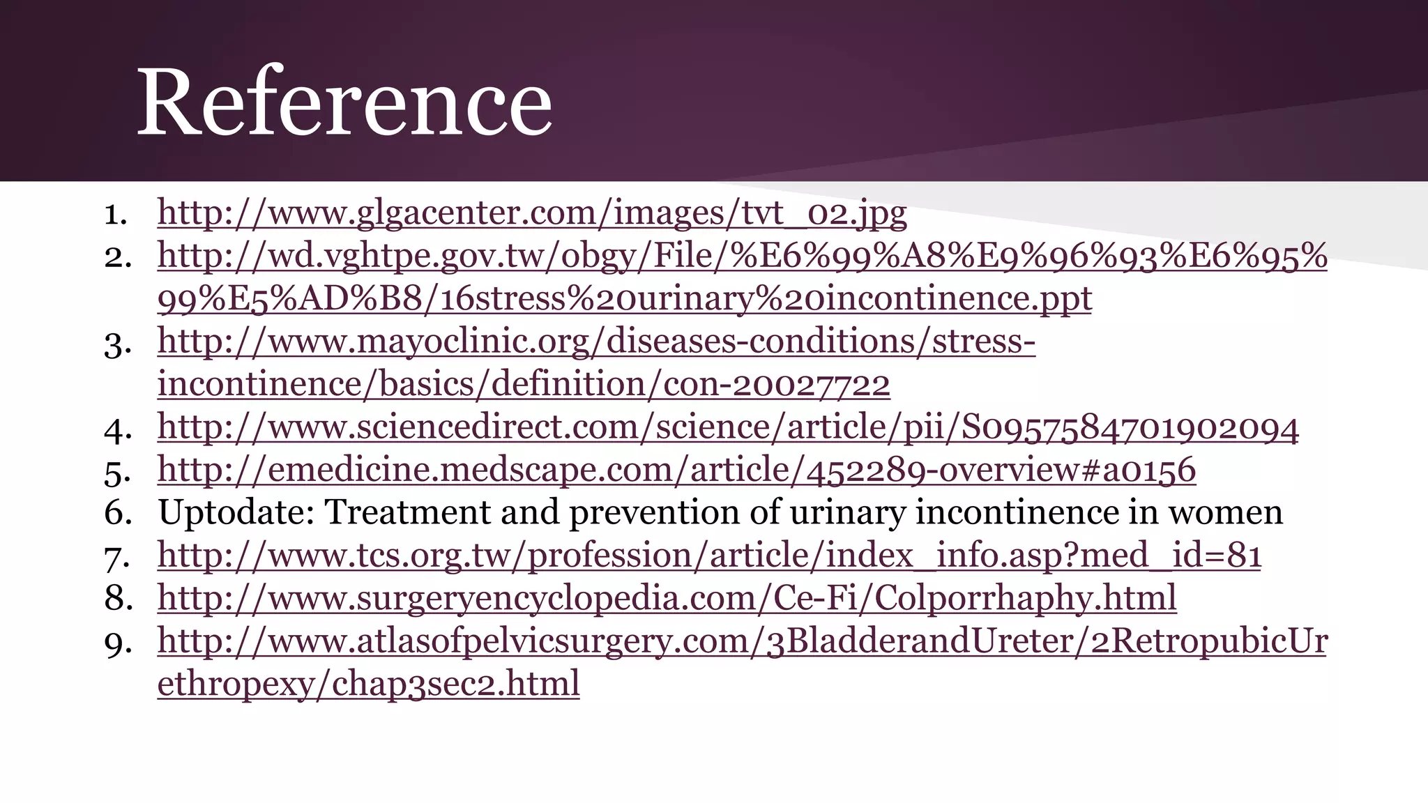 Stress urinary incontinence - case and brief | PPTX