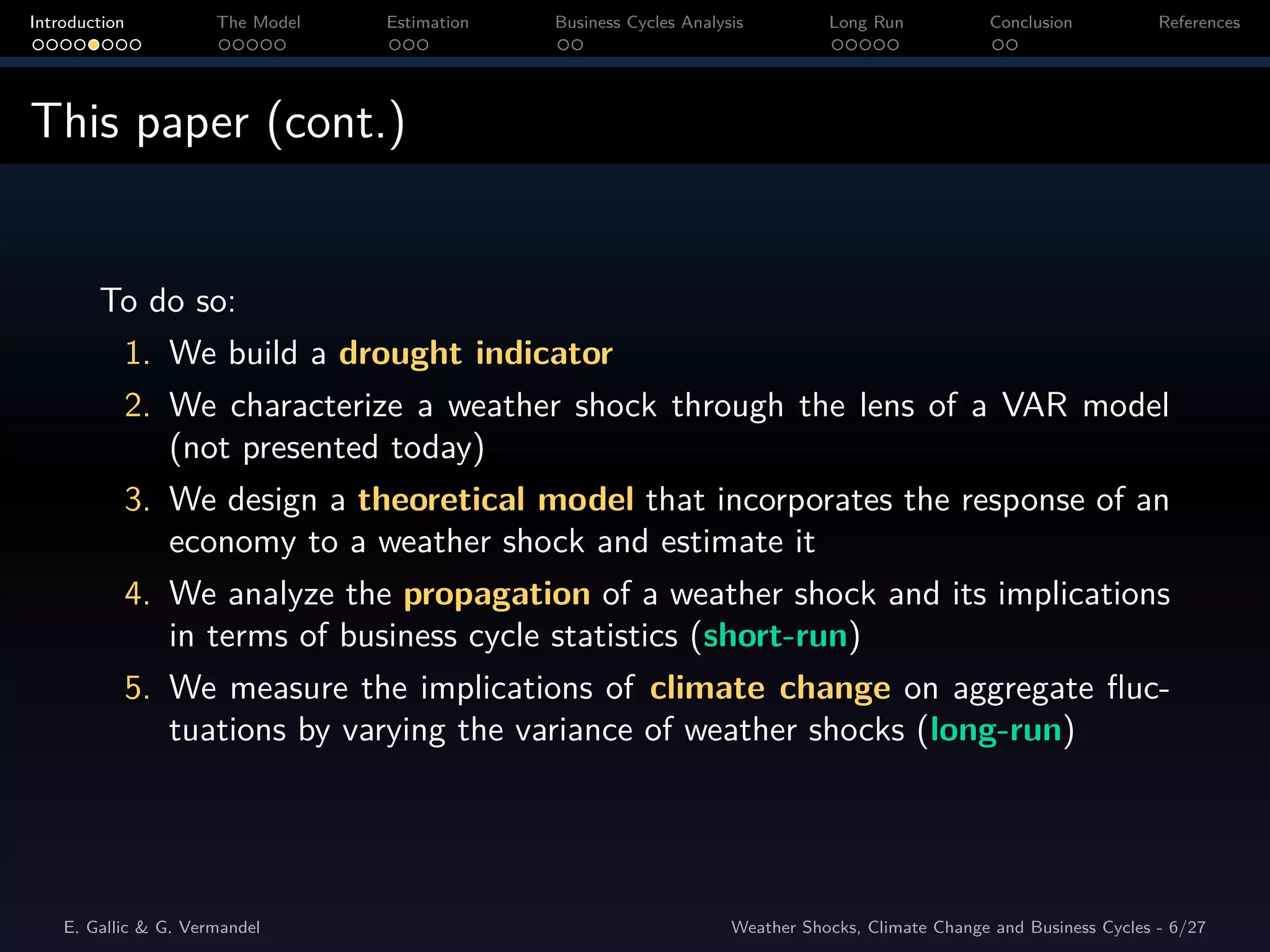 Weather Shocks, Climate Change and Business Cycles | PPT