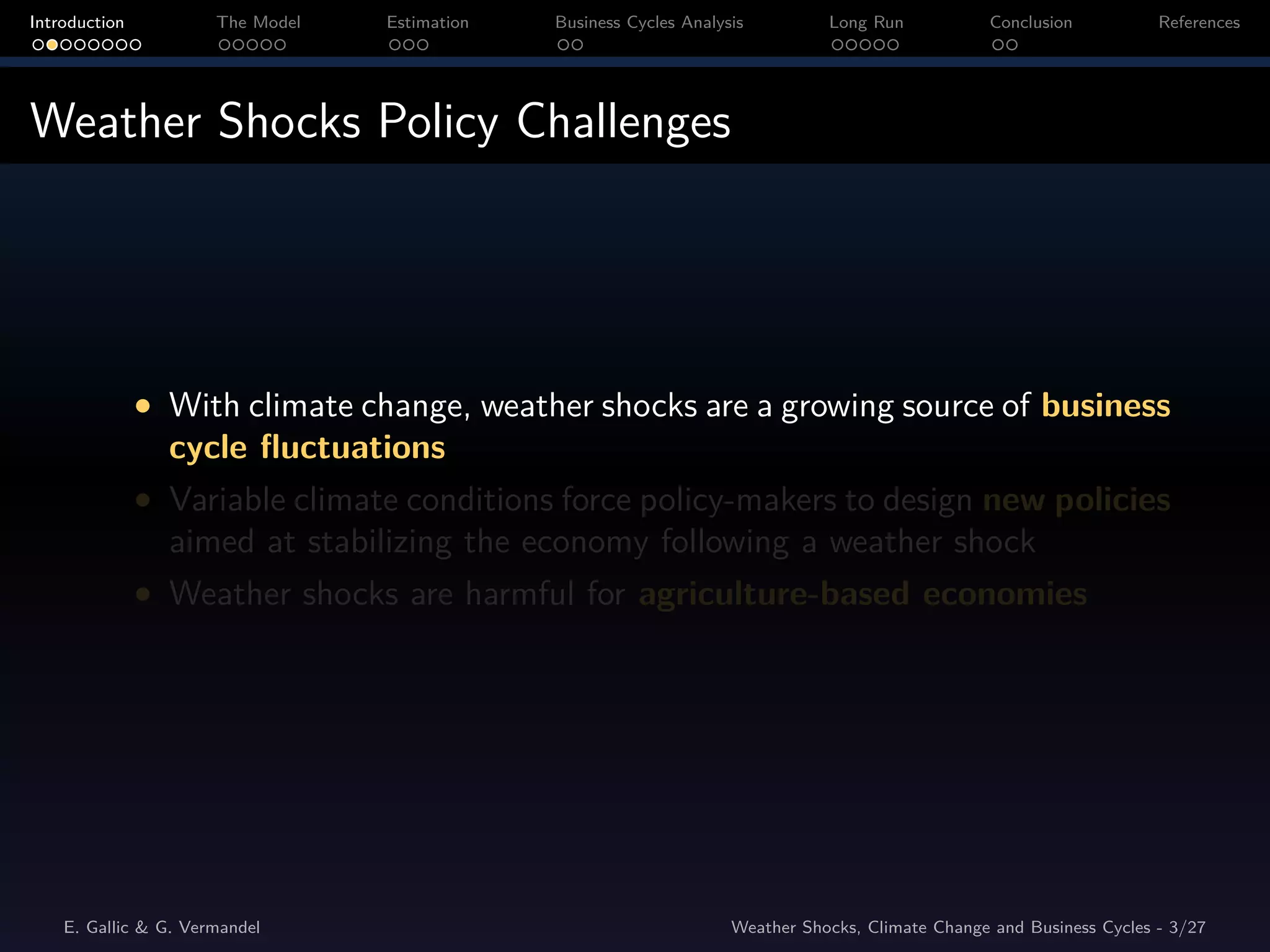 Weather Shocks, Climate Change and Business Cycles | PPT