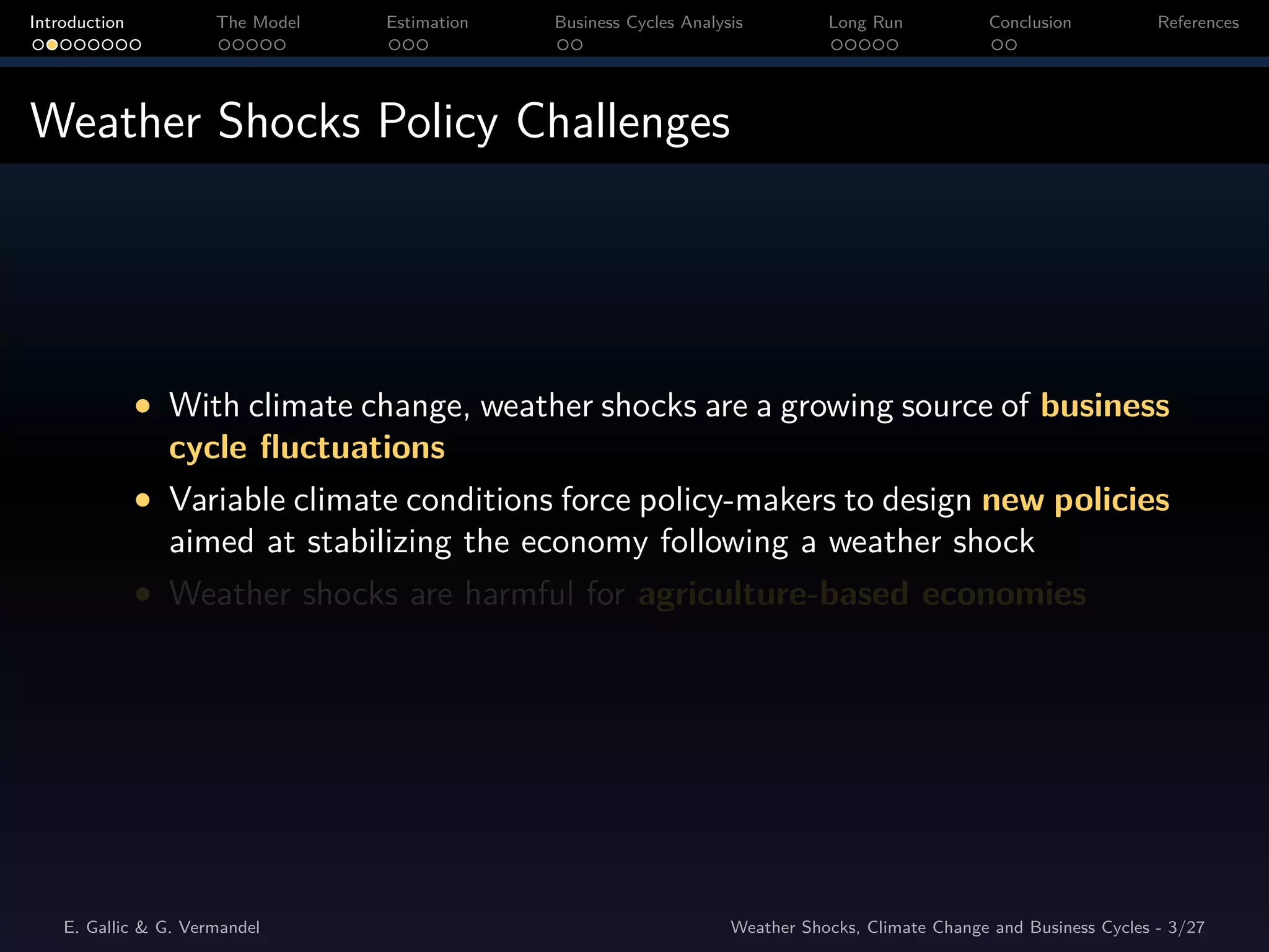 Weather Shocks, Climate Change and Business Cycles | PPT