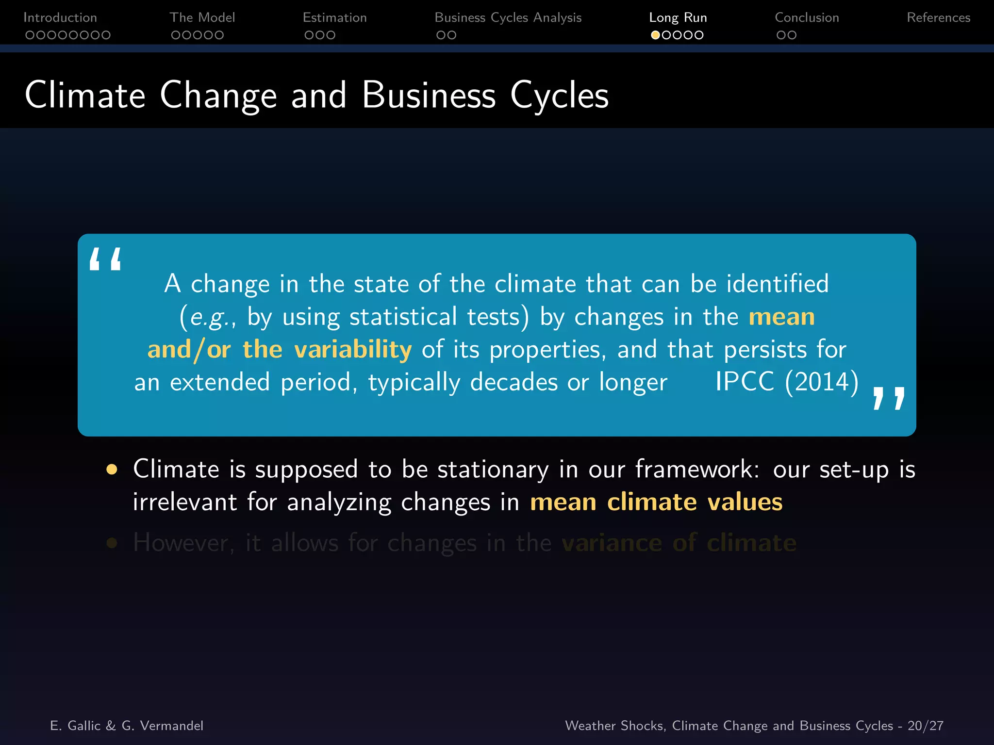 Weather Shocks, Climate Change and Business Cycles | PPT