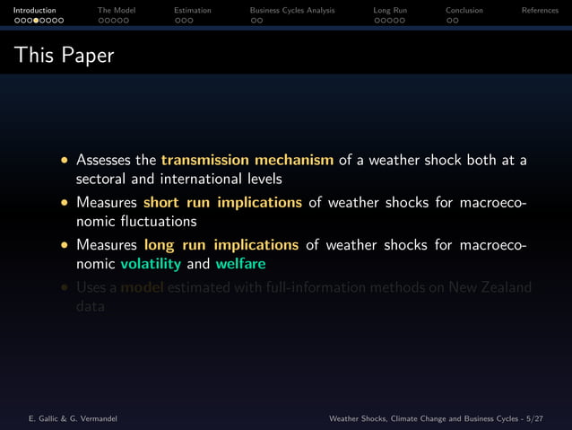 Weather Shocks, Climate Change and Business Cycles | PPT