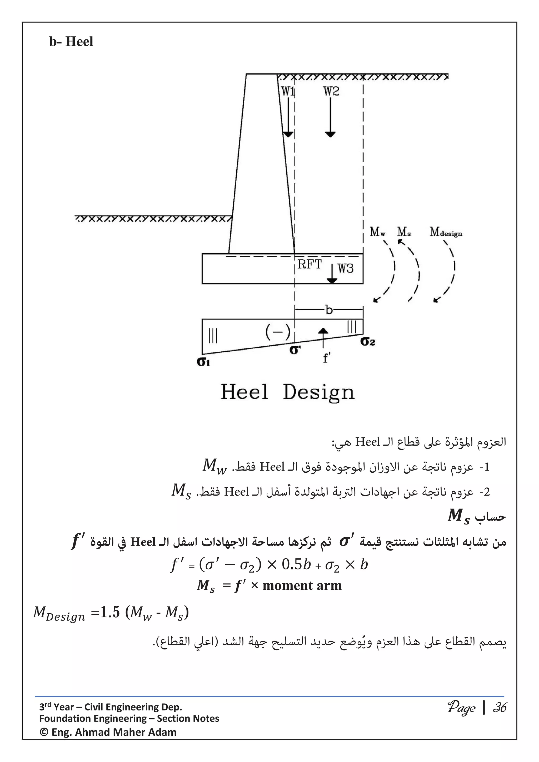 Design and Check stability of Gravity Retaining wall | PDF