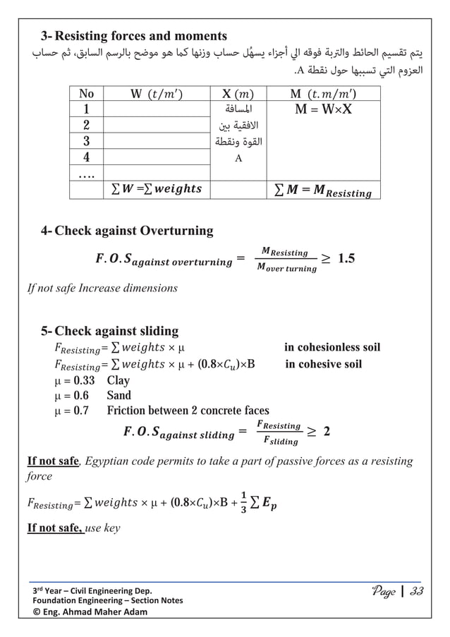 Design and Check stability of Gravity Retaining wall | PDF | Civil ...