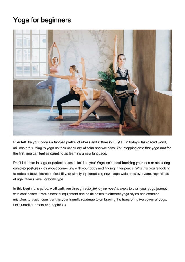 Yoga For Beginner ; Learn How it Work Fast | PDF | Physical Therapy ...