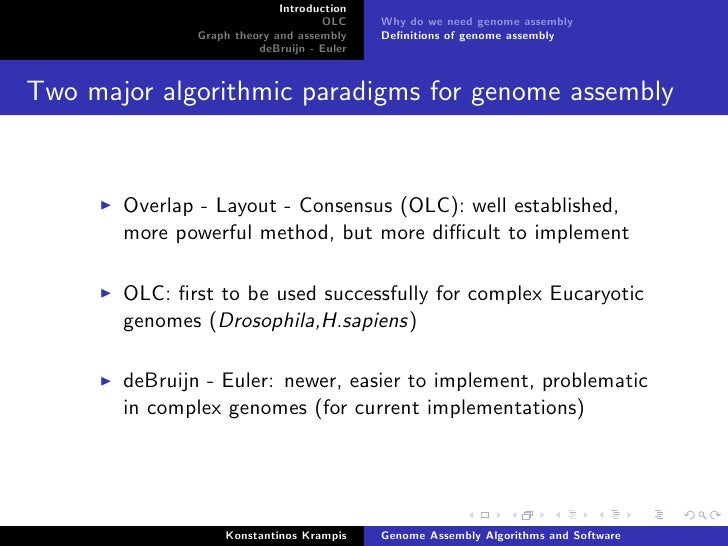 Overview of Genome Assembly Algorithms Overview of Genome Assembly Algorithms