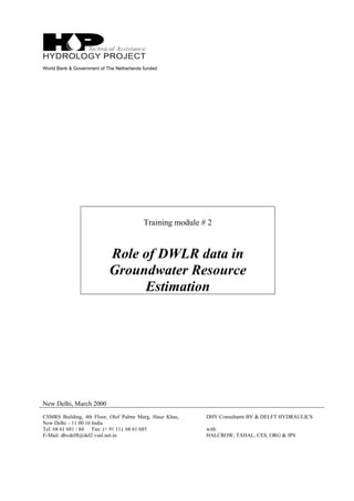 Gw02 role of dwlr data in groundwater resource estimation | PDF