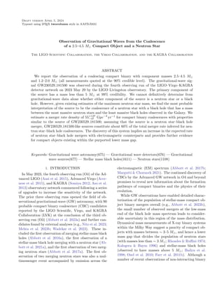 Observation of Gravitational Waves from the Coalescence of a 2.5–4.5 M⊙ Compact Object and a ...