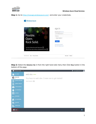 windows azure cloud services - Lab Manual | PDF