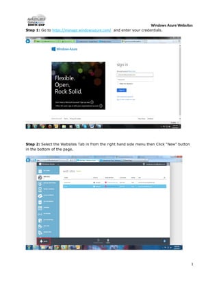 windows azure websites - Lab Manual | PDF