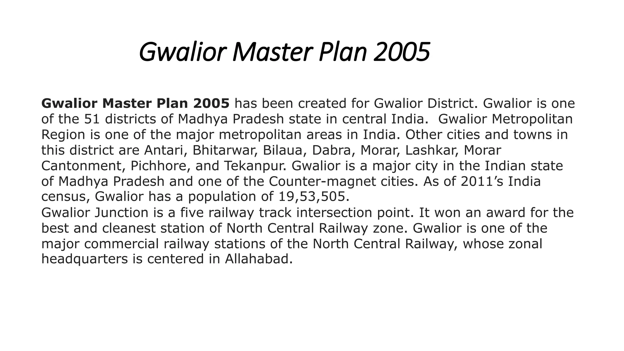 Gwalior Master Plan 2021 | PDF