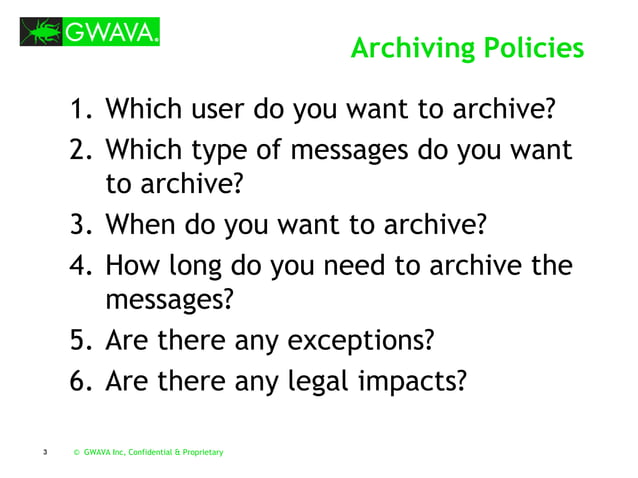 Gwava con retain best practises