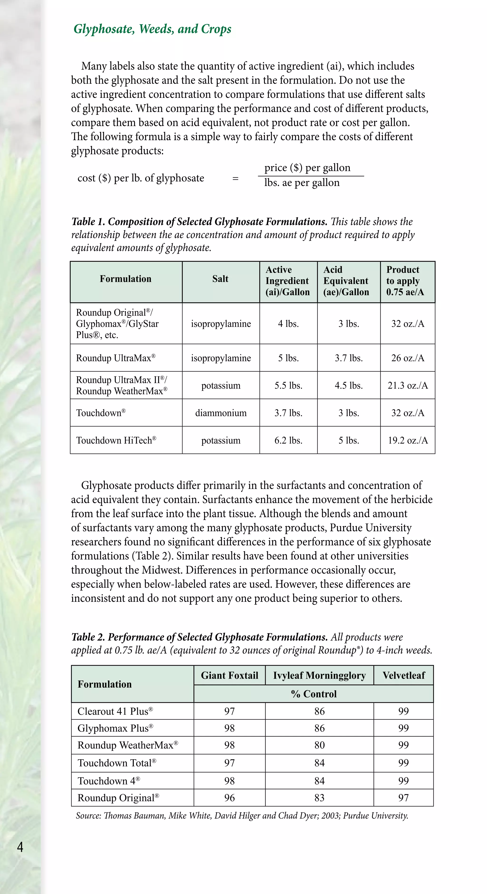 Glyphosate, Weeds and Crop Science | PDF
