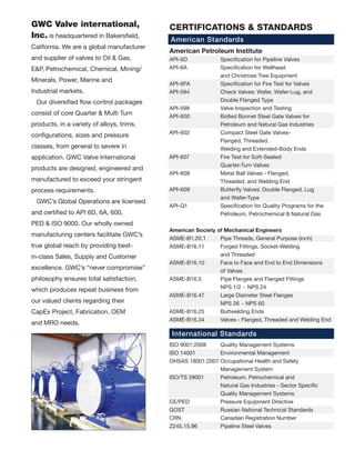 GWC Valve International Brochure | PDF
