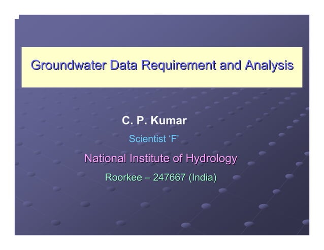 Groundwater Data Requirement and Analysis | PDF