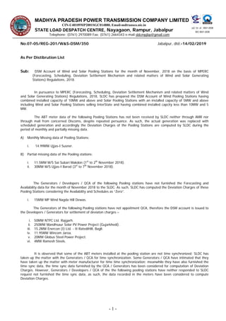 MP-SLDC-DSM Account of Wind and Solar Pooling Stations for the month of ...