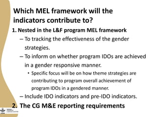 Creating gendered monitoring, evaluation and learning indicators for ...